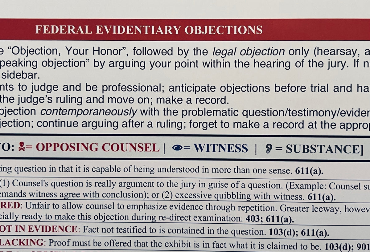 Federal Rules of Evidence Summary Trial Guide