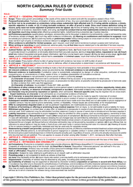 North Carolina Rules of Evidence Trial Summary Guide