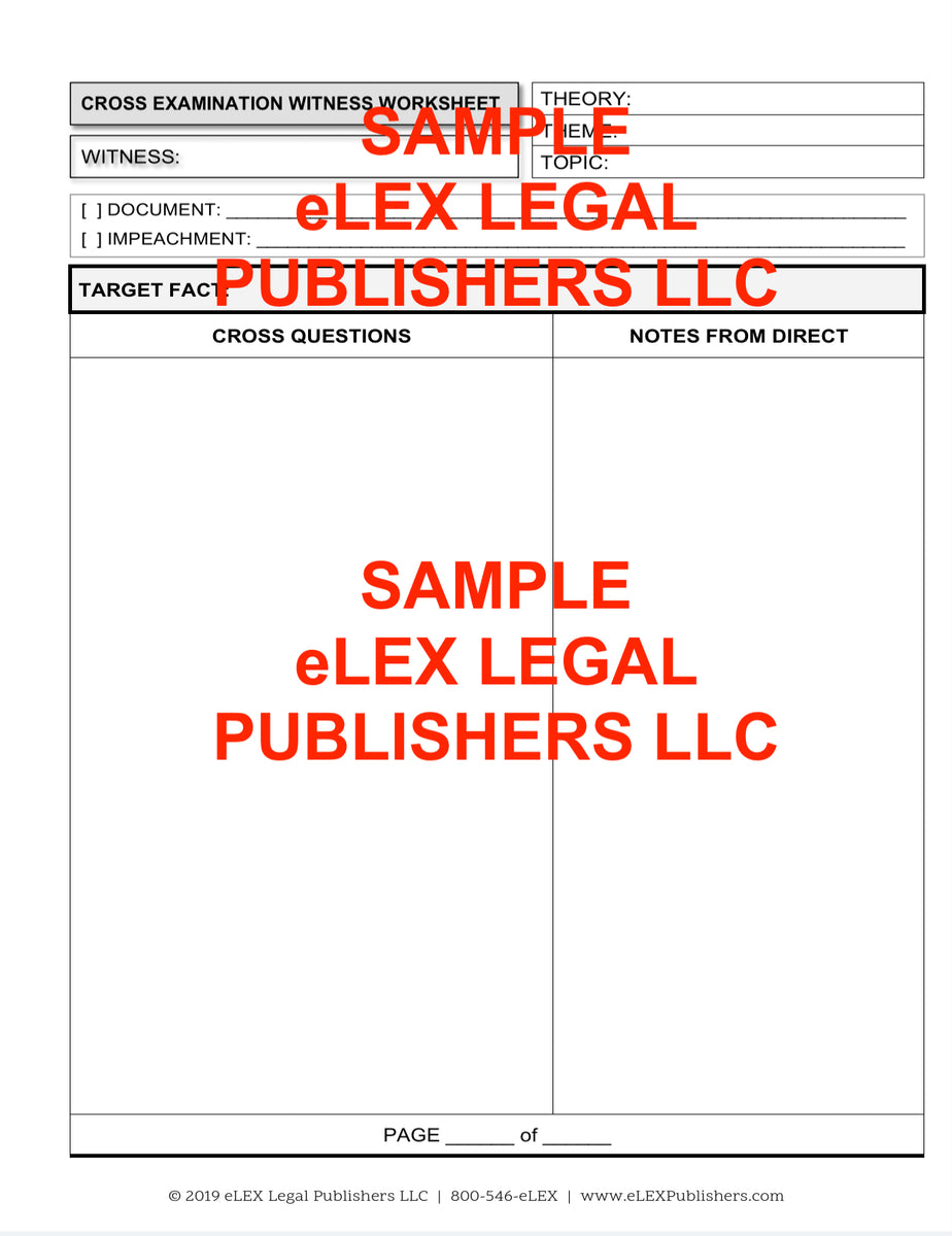 Cross Examination Witness Worksheets (PDF and "How-To" Video Digital D ...